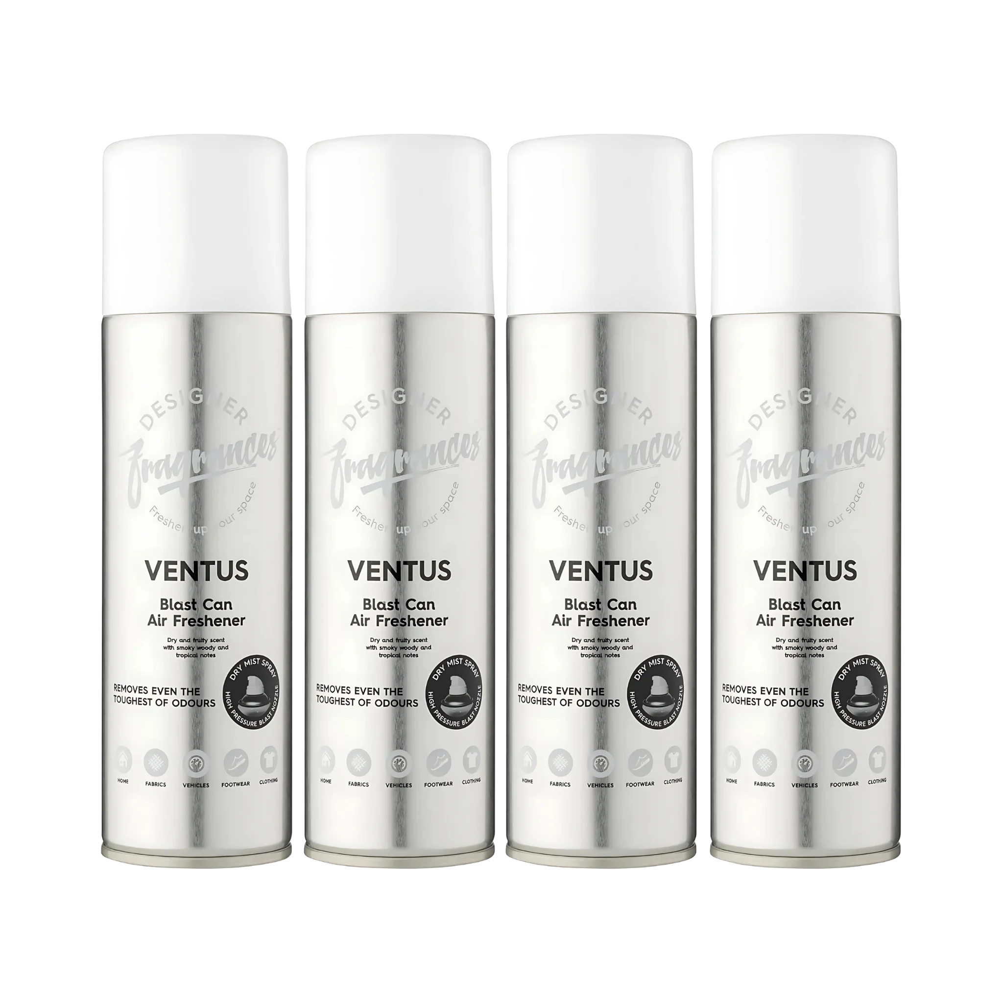 4 Pack Ventus Blast Cans – Long-Lasting Luxury Air Freshener for Home – Designer Fragrances Ltd